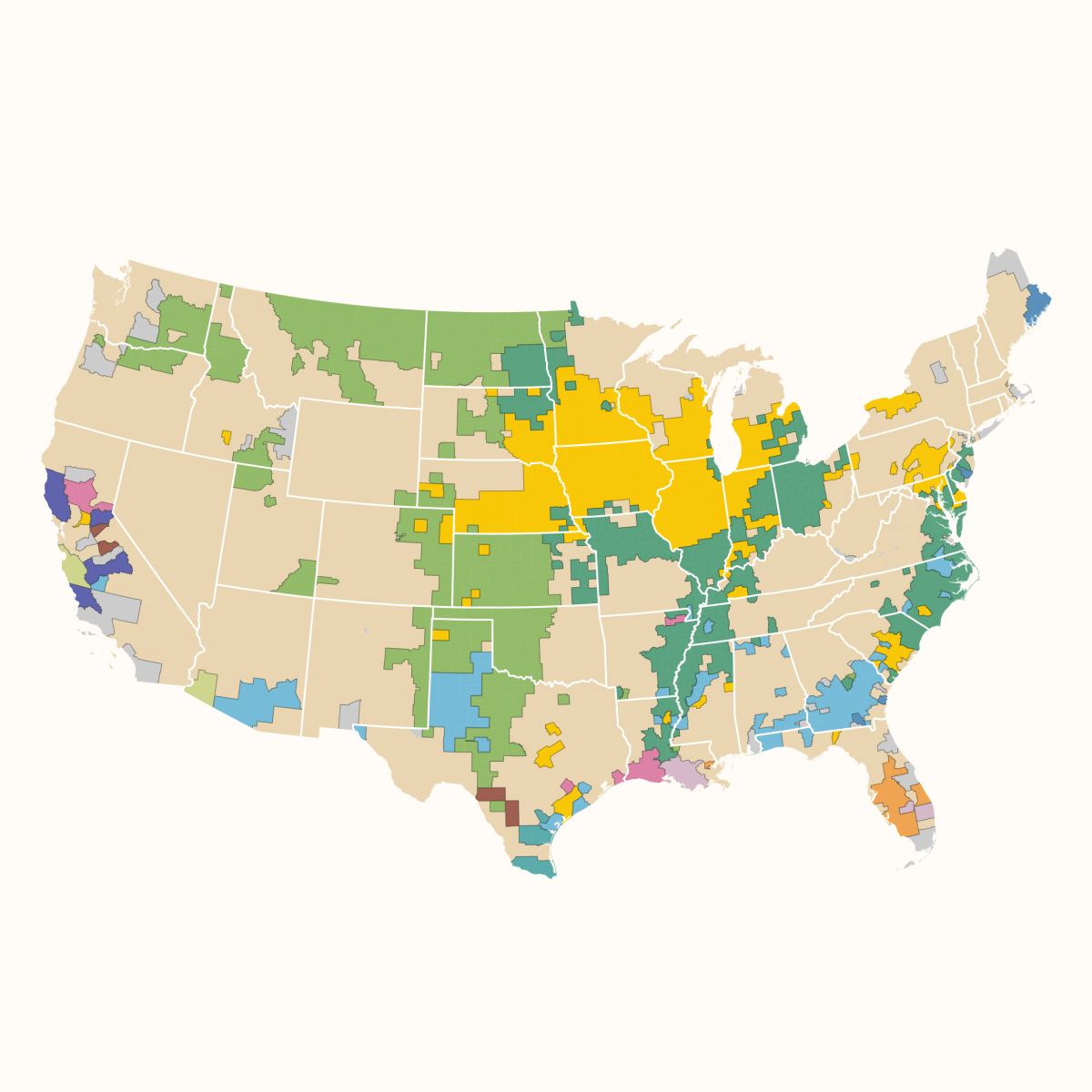 Us Agricultural Production Map ARMS III Farm Production Regions Map